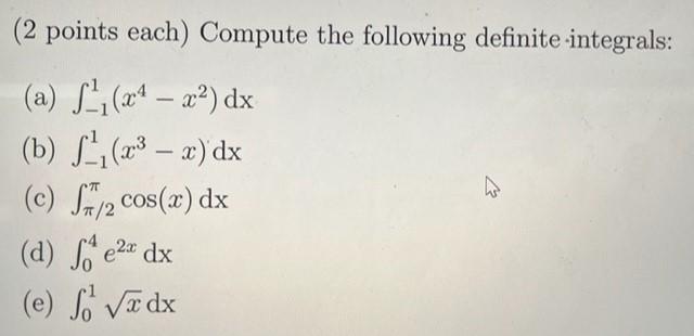 Solved (2 points each) Compute the following | Chegg.com