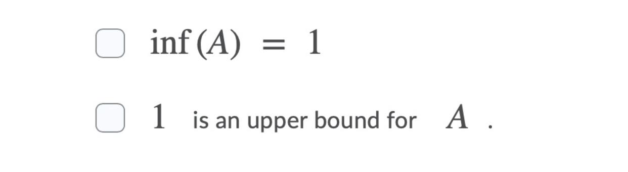 Solved Consider the following set A: A={1 + 1/x : x ∈ | Chegg.com