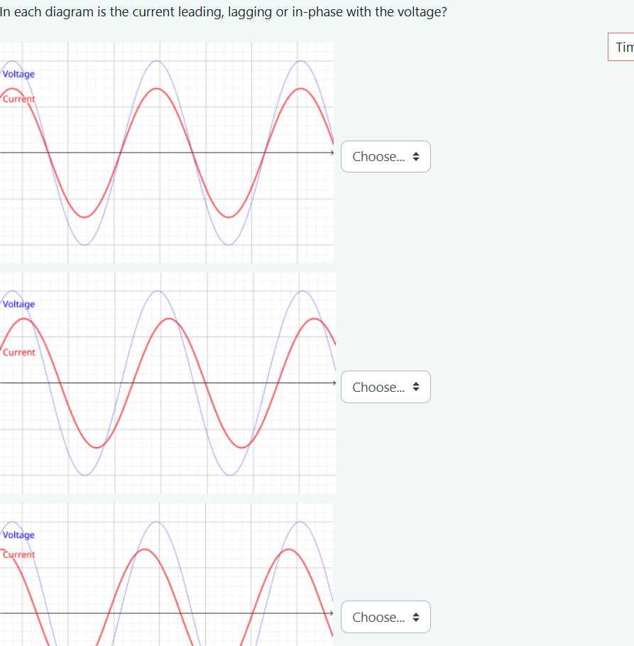 In each diagram is the current leading, lagging or | Chegg.com