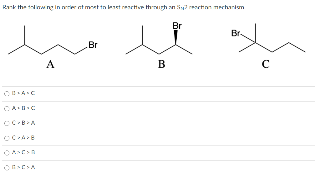 Solved Rank the following in order of most to least reactive | Chegg.com