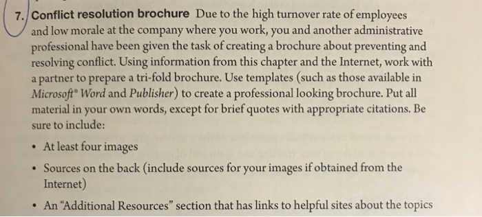 7. Conflict resolution brochure Due to the high | Chegg.com