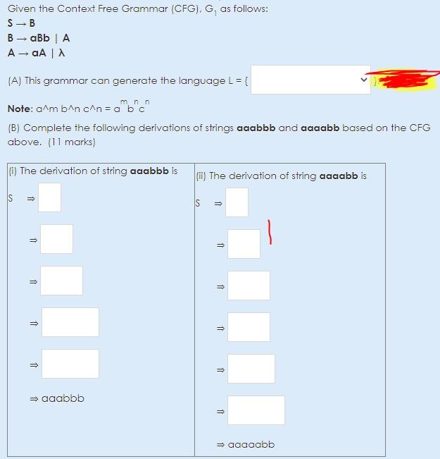 Solved Given the context Free Grammar (CFG), G, as follows: | Chegg.com