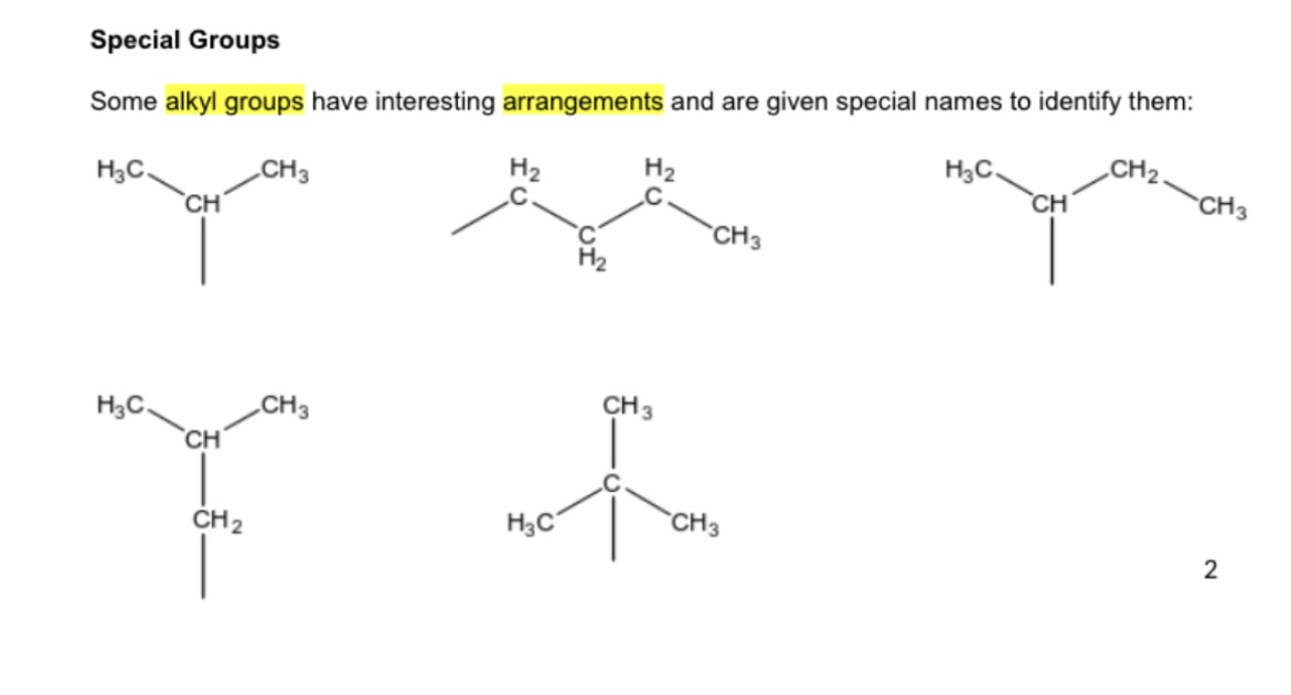 Solved Special GroupsSome alkyl groups have interesting | Chegg.com