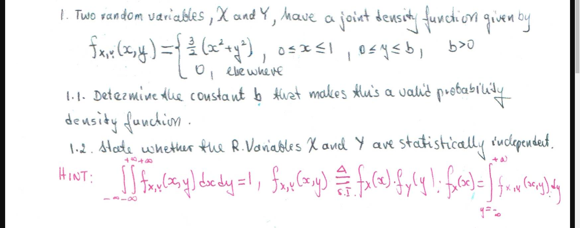Solved 0 O, ele where 1. Two random variables, X and Y, have | Chegg.com