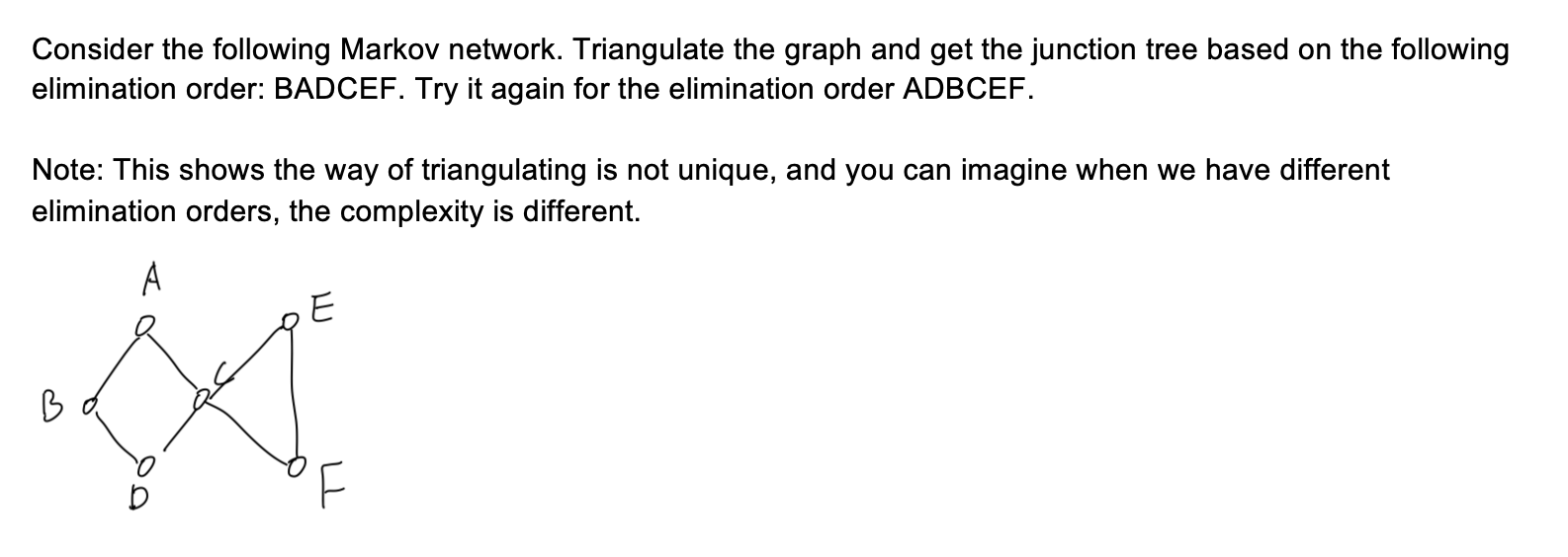 Consider the following Markov network. Triangulate | Chegg.com