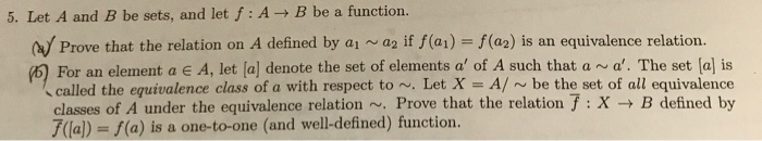 Solved Let A and B be sets, and let f: A rightarrow B be a | Chegg.com