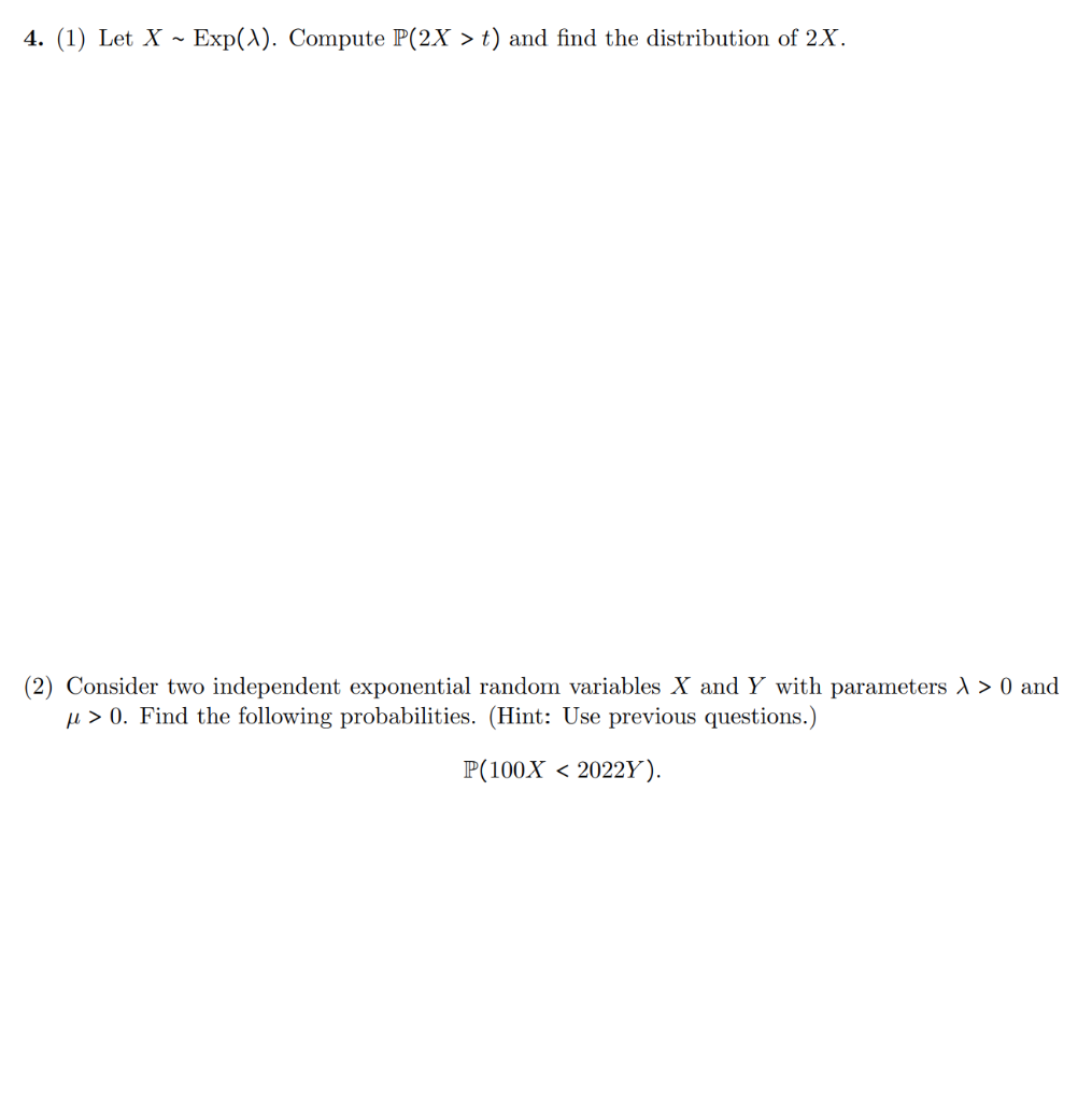 Solved 3. (1) Consider two independent exponential random | Chegg.com