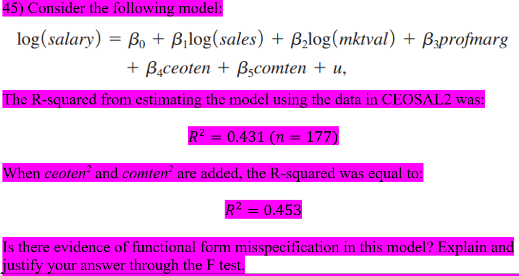 Solved Consider the following model:log( ﻿salary )=β0+β1log( | Chegg.com