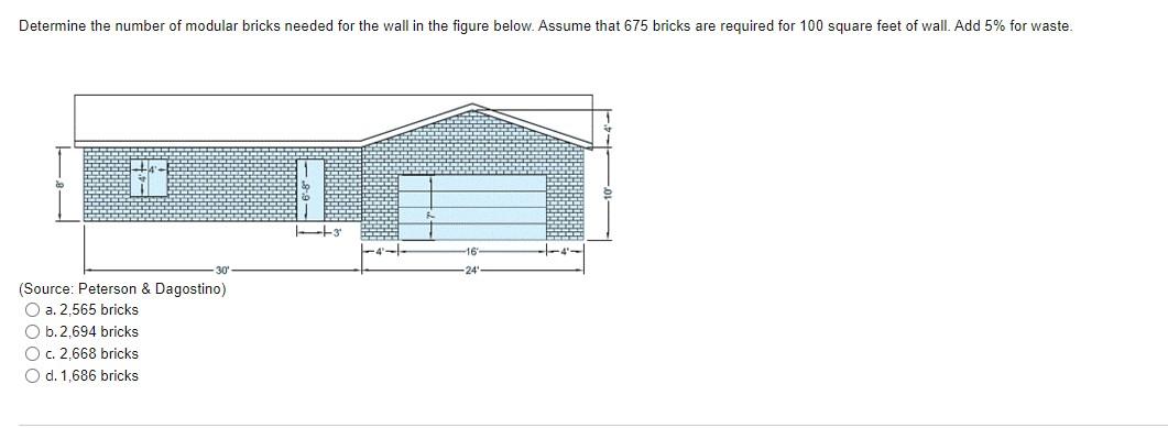 Solved Determine the number of modular bricks needed for the | Chegg.com