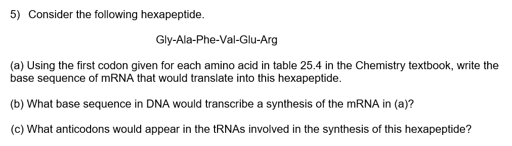 5) Consider the following hexapeptide. | Chegg.com