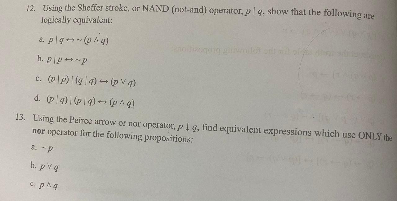 Solved 12. Using the Sheffer stroke, or NAND (not-and) | Chegg.com