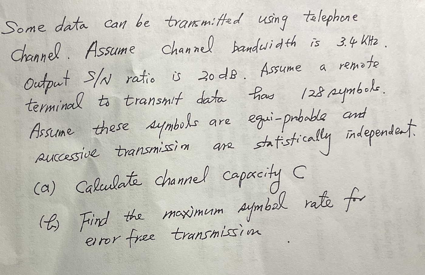 Solved Some data can be transmitted using telephone channel. | Chegg.com