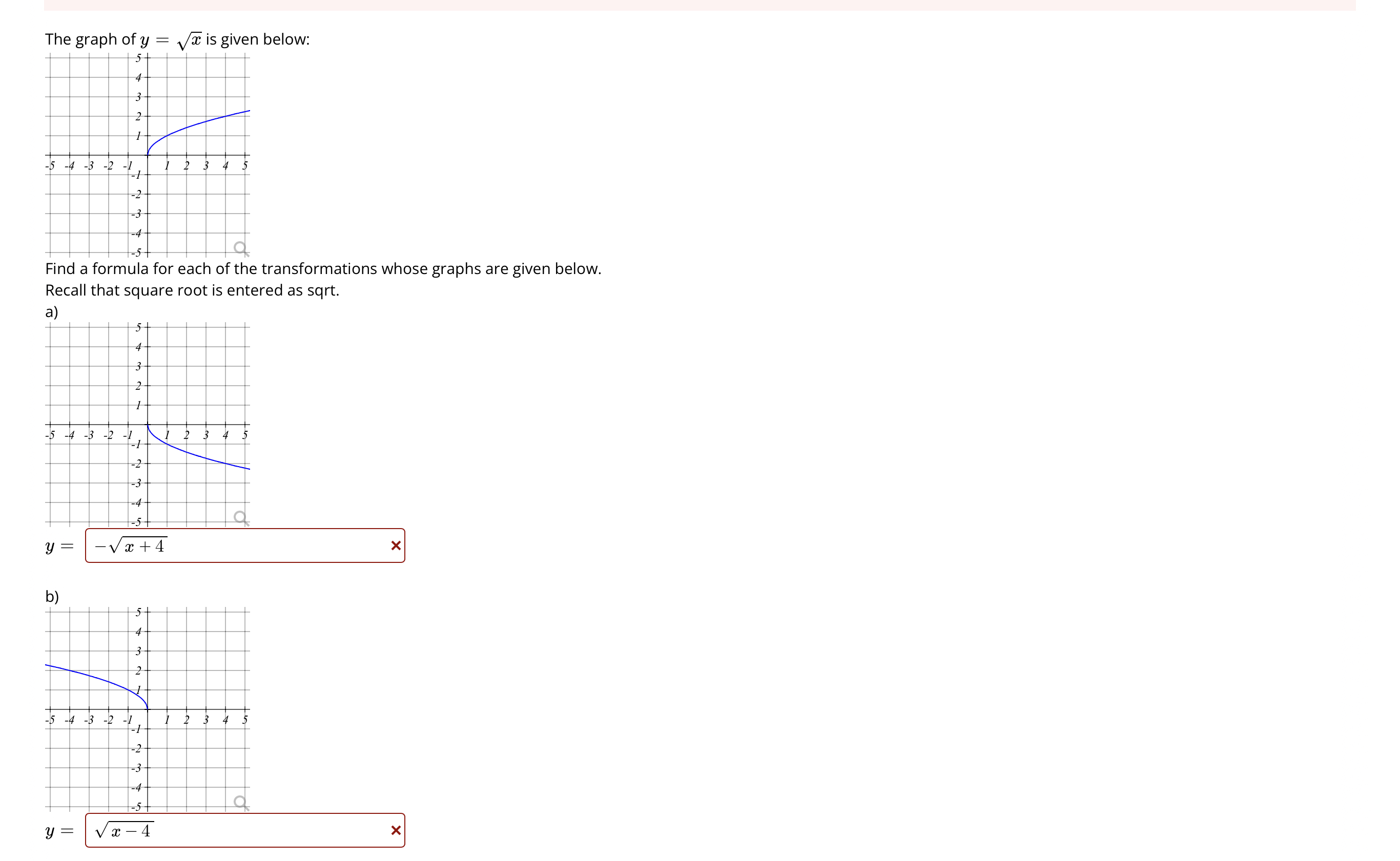 Solved The graph of y=x is given below: Find a formula for | Chegg.com