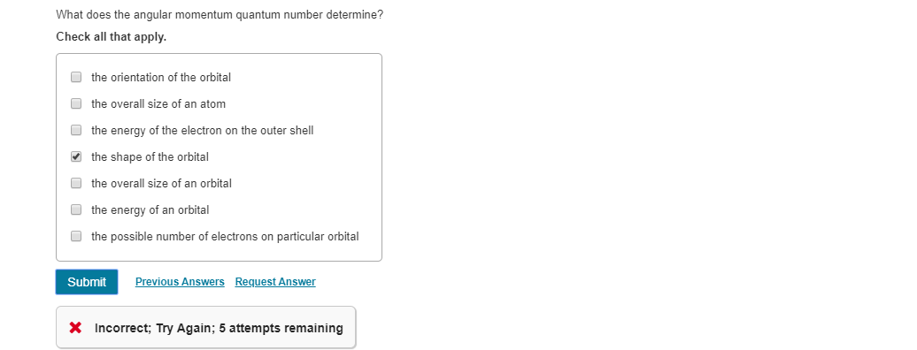 Solved What does the angular momentum quantum number | Chegg.com