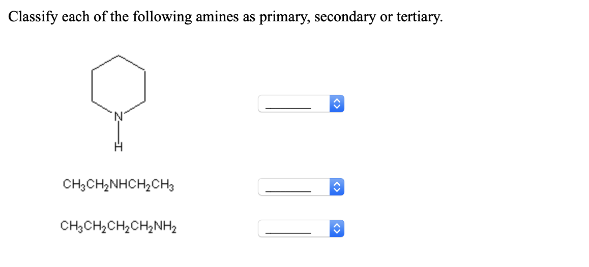 Solved Classify each of the following amines as (1) primary, | Chegg.com