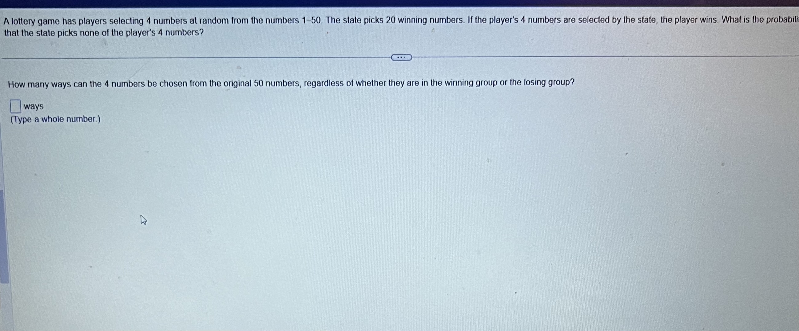 A lottery game has players selecting 4 ﻿numbers at | Chegg.com