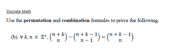 Solved Discrete Math Use the permutation and combination | Chegg.com