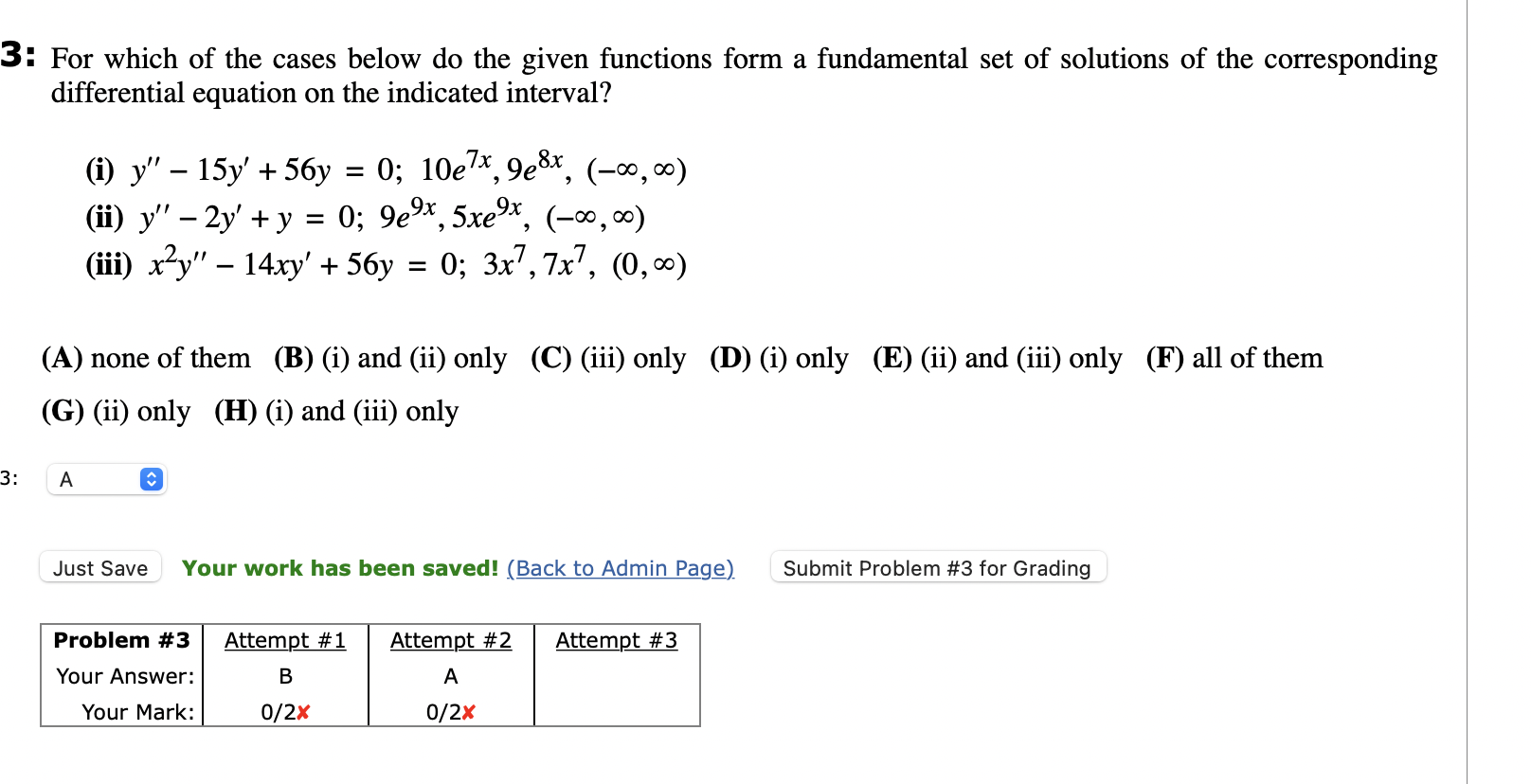 Solved For which of the cases below do the given functions | Chegg.com