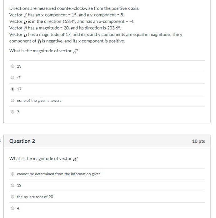 Solved Directions are measured counter-clockwise from the | Chegg.com