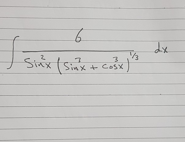 Solved 6. dx Sinx Sinx + Cosx | Chegg.com