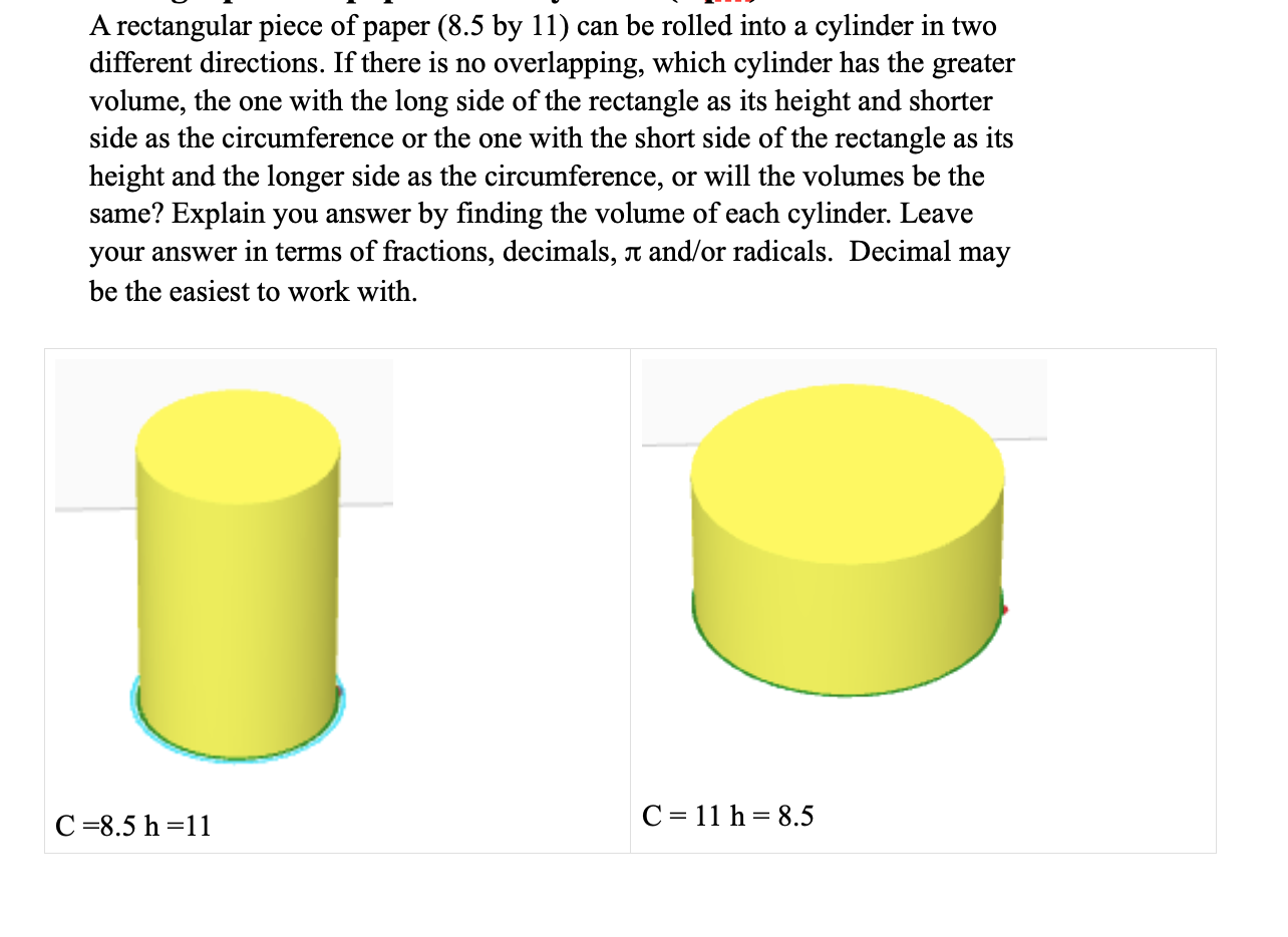 Solved A rectangular piece of paper (8.5 by 11) can be | Chegg.com