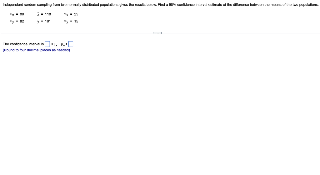 Solved Independent random sampling from two normally | Chegg.com