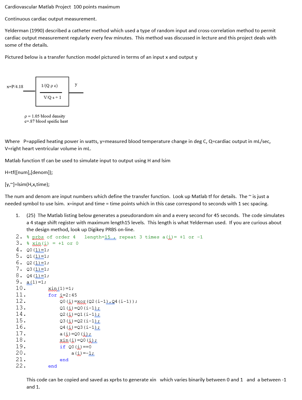 Solved Cardiovascular Matlab Project 100 ﻿points | Chegg.com