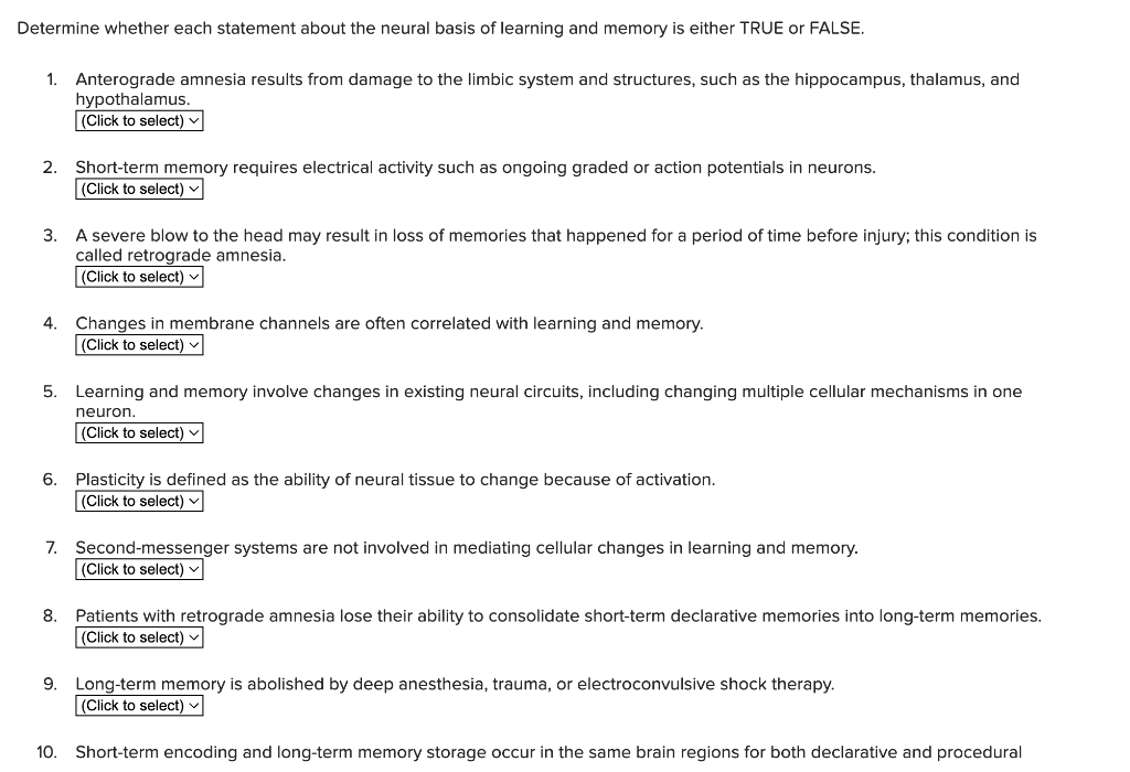 Solved 1. Anterograde amnesia results from damage to the | Chegg.com
