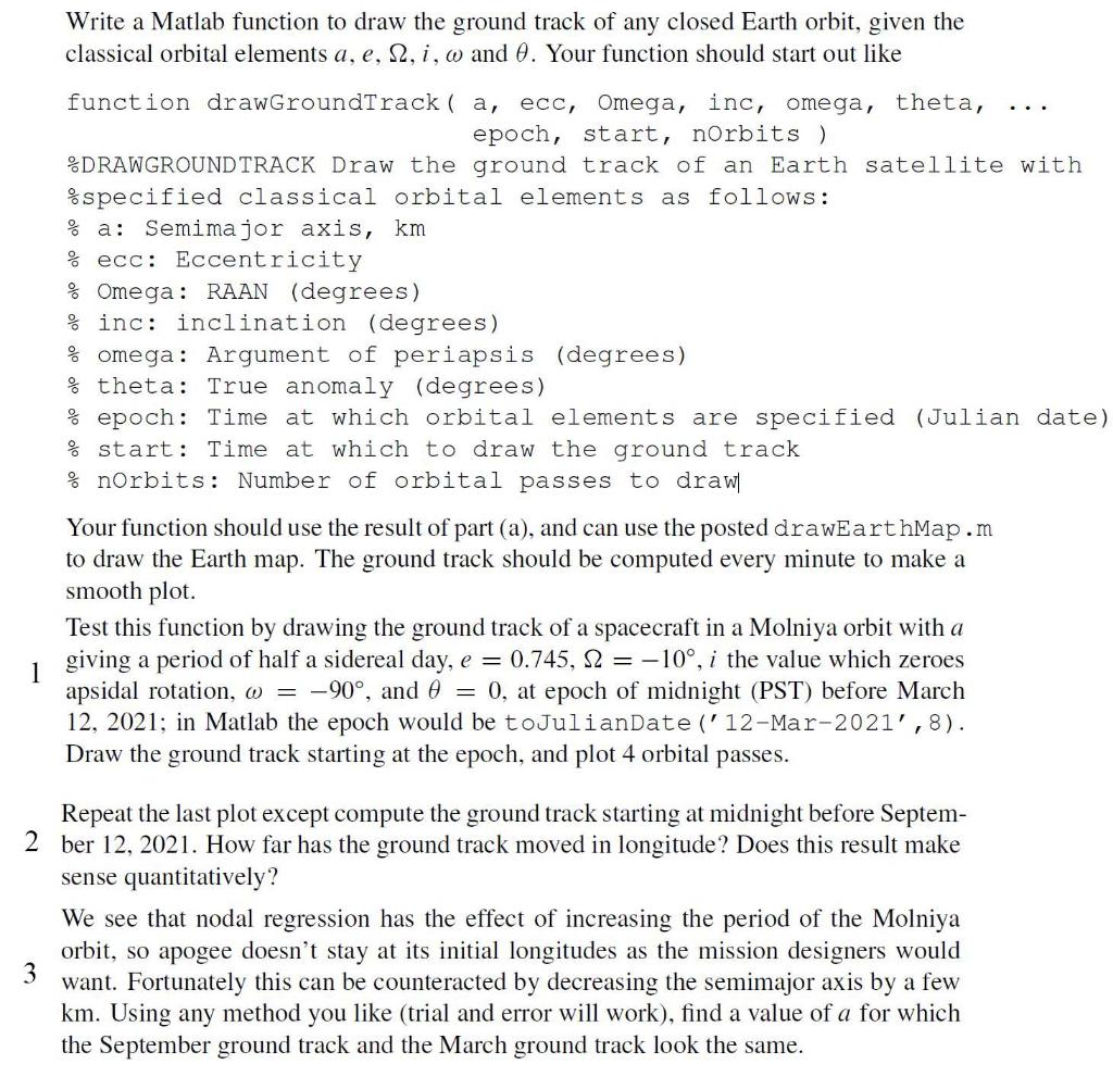 **REQUIRES MATLAB & CODING EXPERIENCE** Orbital | Chegg.com