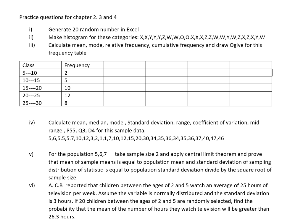 Solved Practice ions For Chapter 2 3 And 4 Generate 20 Chegg