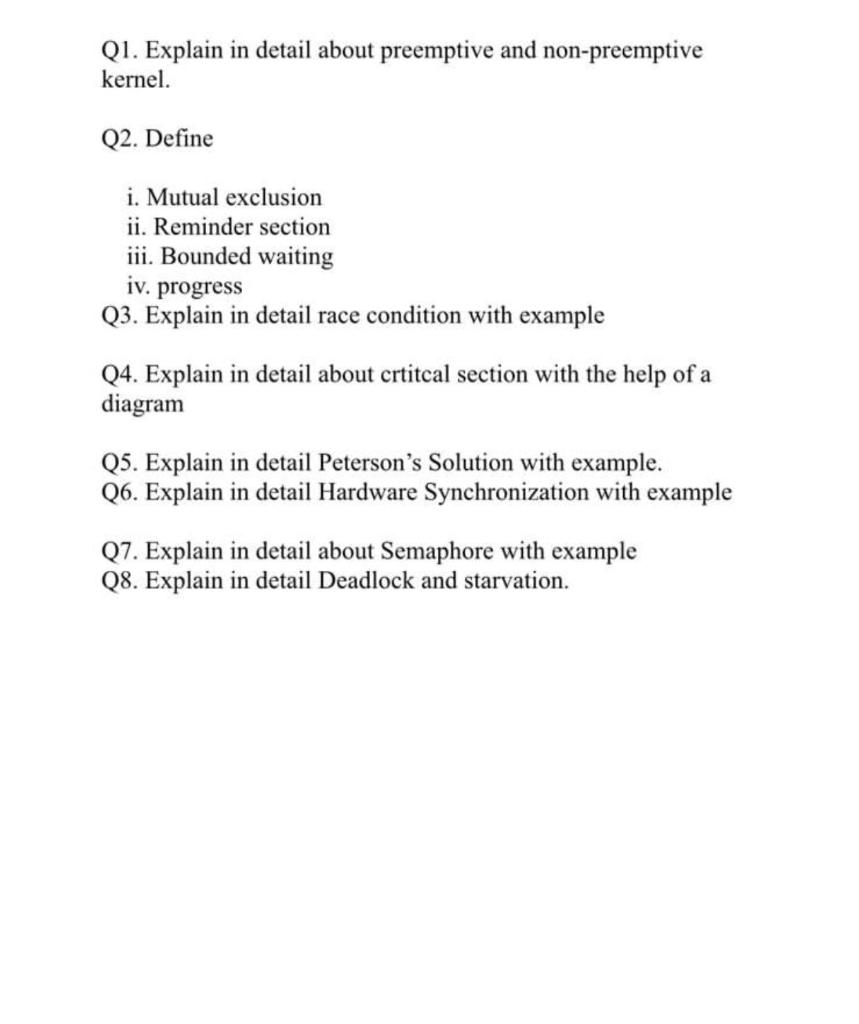 Solved Q1. Explain in detail about preemptive and | Chegg.com