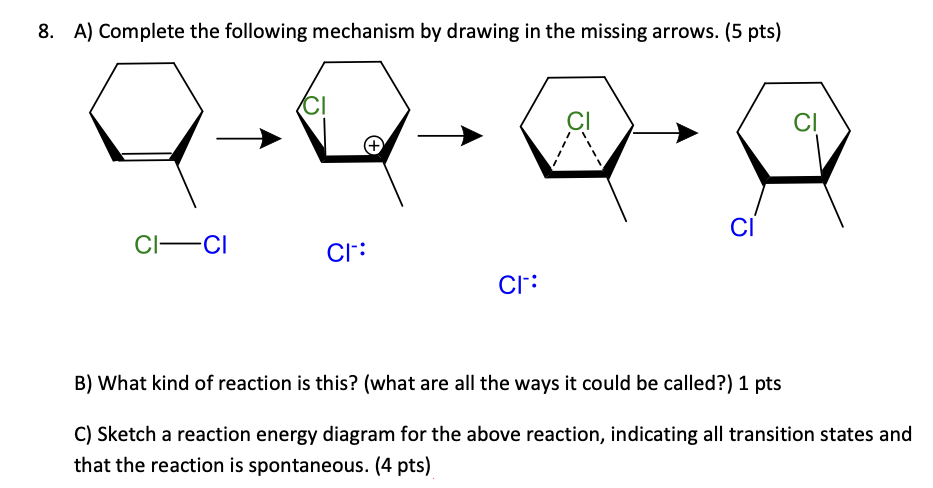 Solved A) ﻿Complete the following mechanism by drawing in | Chegg.com