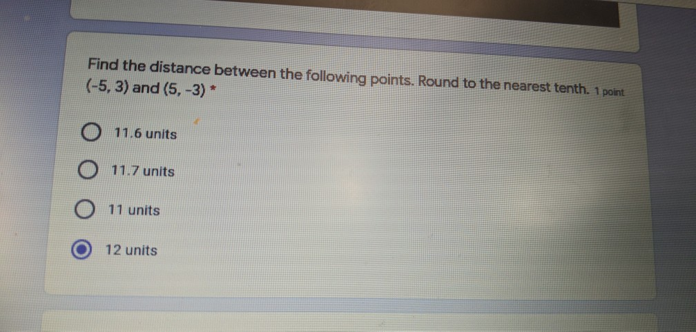 Solved Find the distance between the following points. Round | Chegg.com