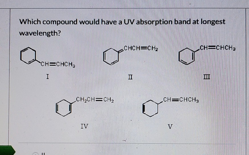 Solved Which compound would have a UV absorption band at | Chegg.com