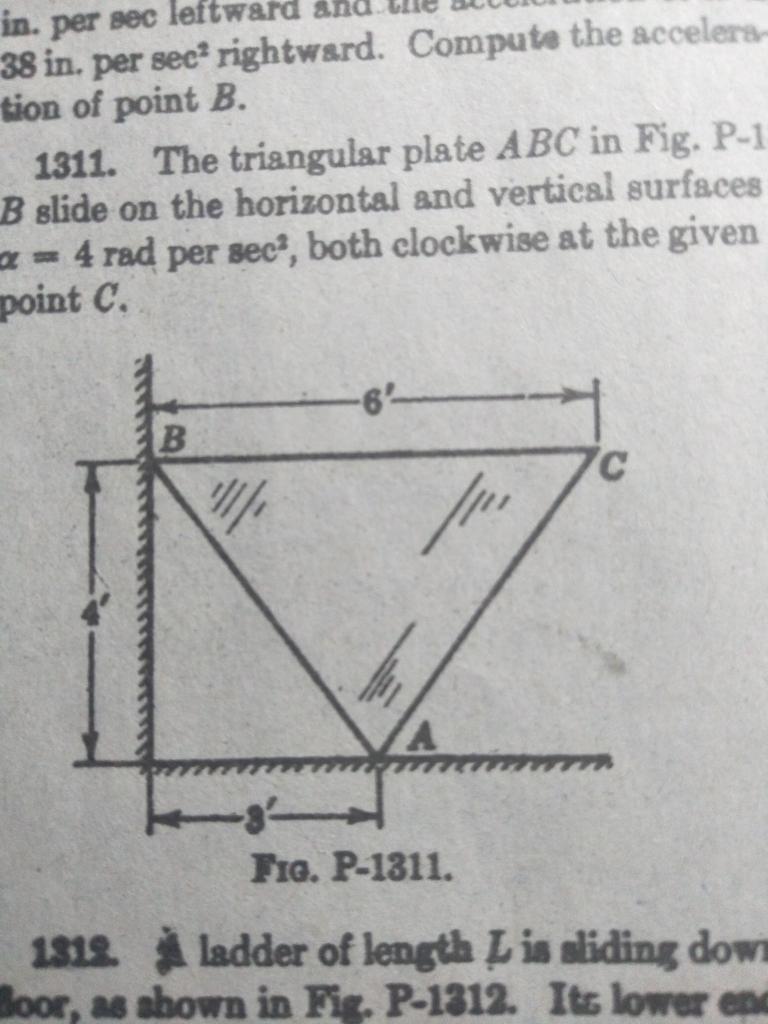 Solved The triangular plate ABC in the figure moves that its | Chegg.com