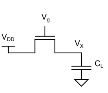 Solved An NMOS transistor is used to charge a large | Chegg.com