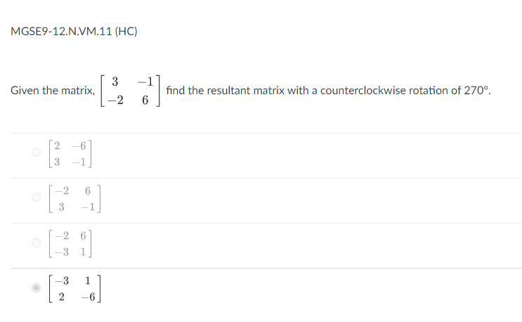 Solved Given the matrix, [3−2−16] find the resultant matrix | Chegg.com