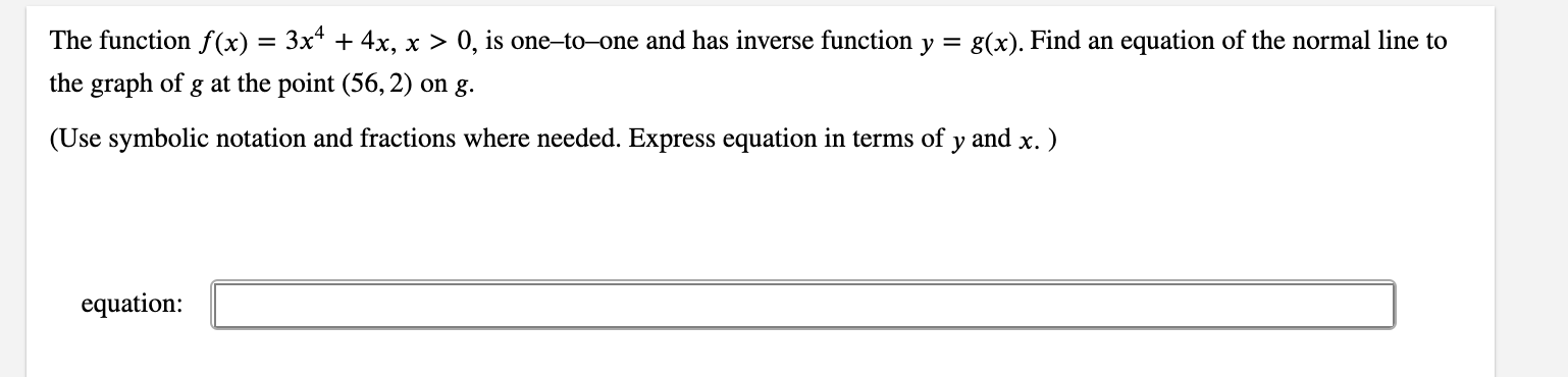 Solved The function f(x) = 4x3 + 5x 4 has inverse function | Chegg.com