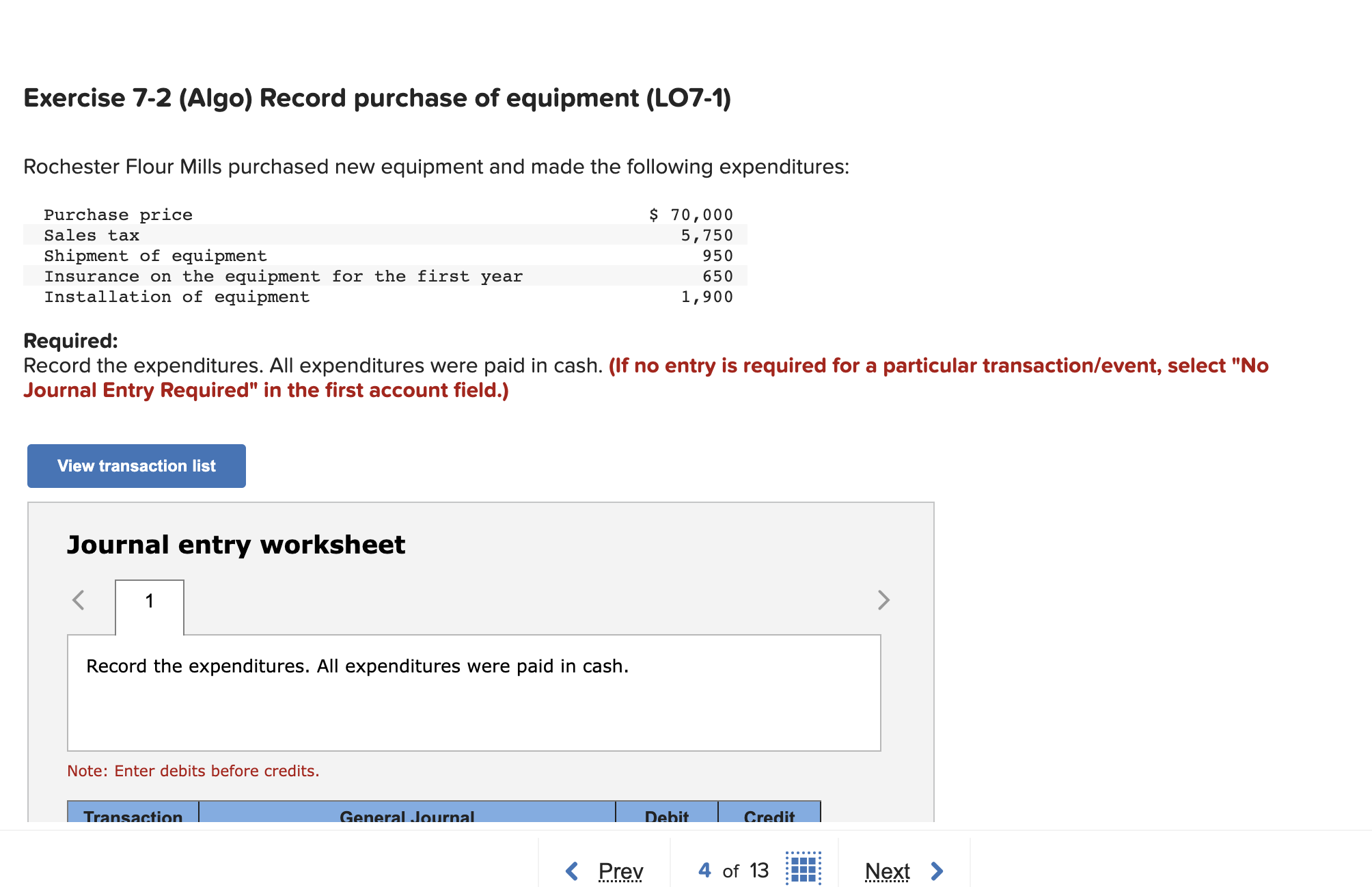 Solved Exercise 7-2 (Algo) Record purchase of equipment | Chegg.com
