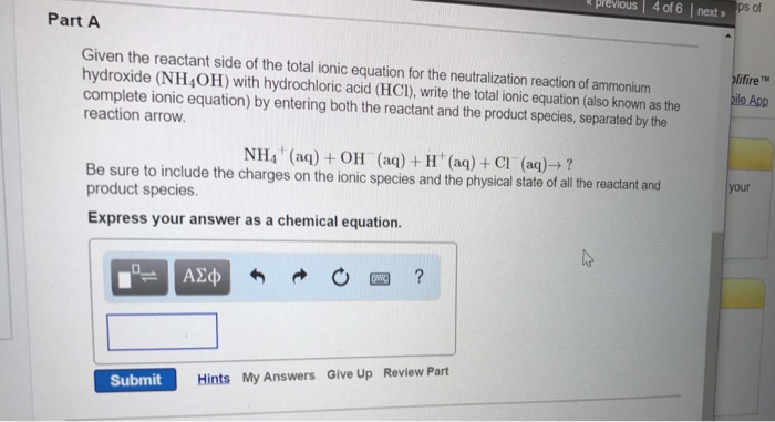 Solved Given the reactant side of the total ionic equation | Chegg.com