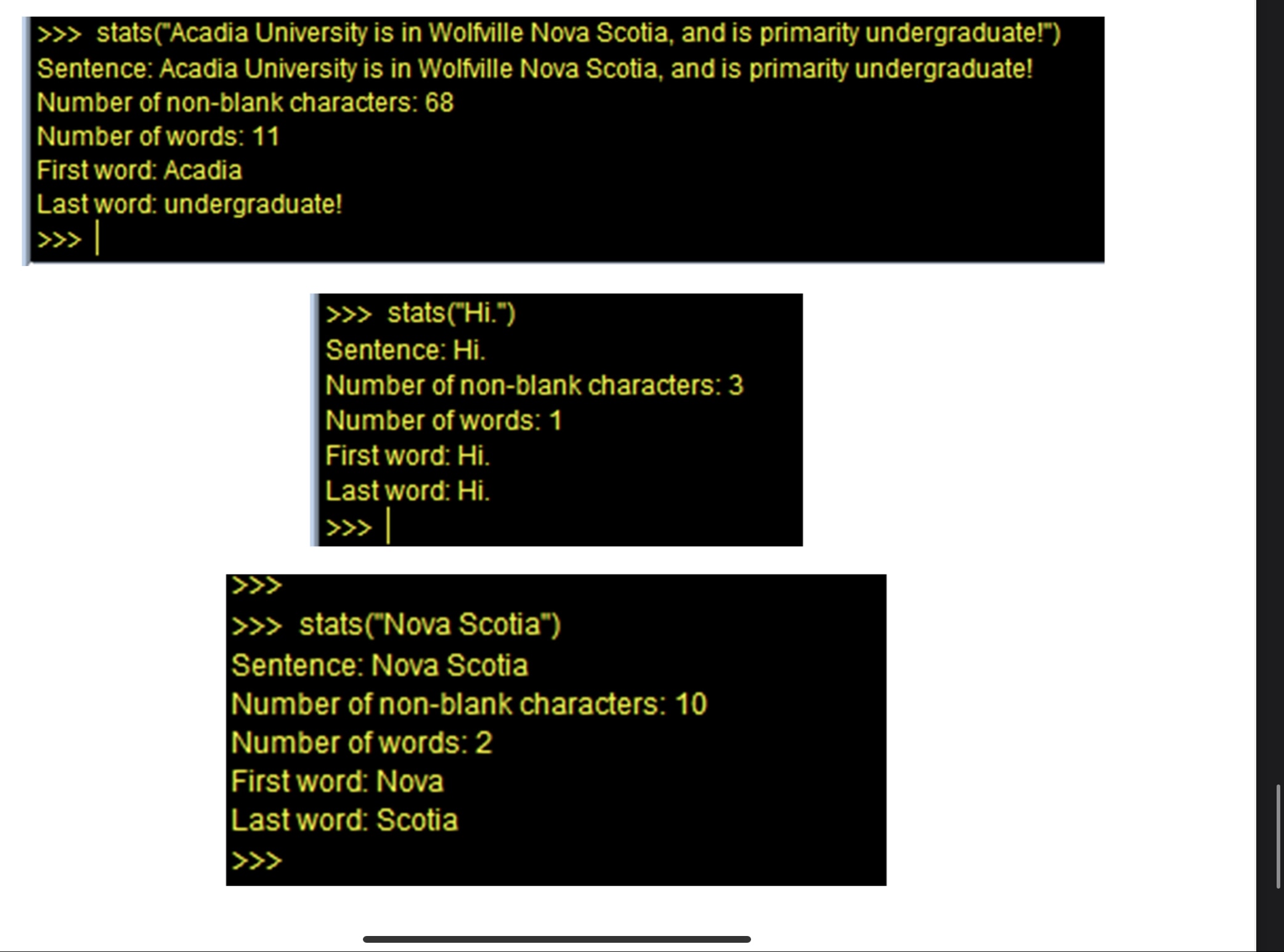 Solved Write a function called: def stats(sentence): where | Chegg.com