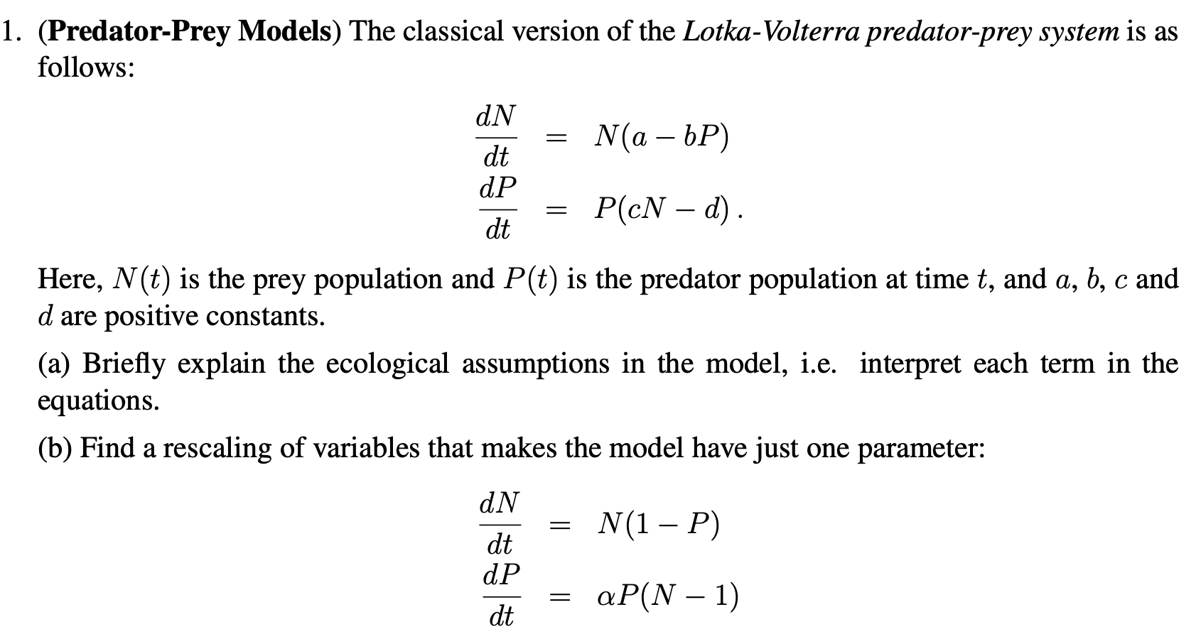 Solved Predator Prey Models The Classical Version Of The