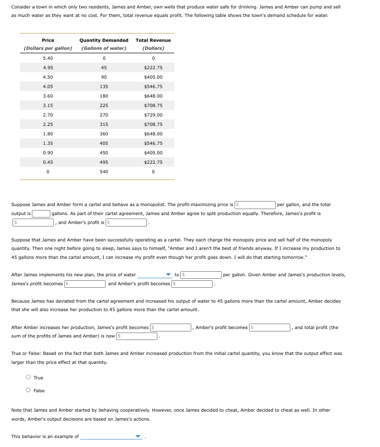 Solved Consider a town in which only two residents, James | Chegg.com
