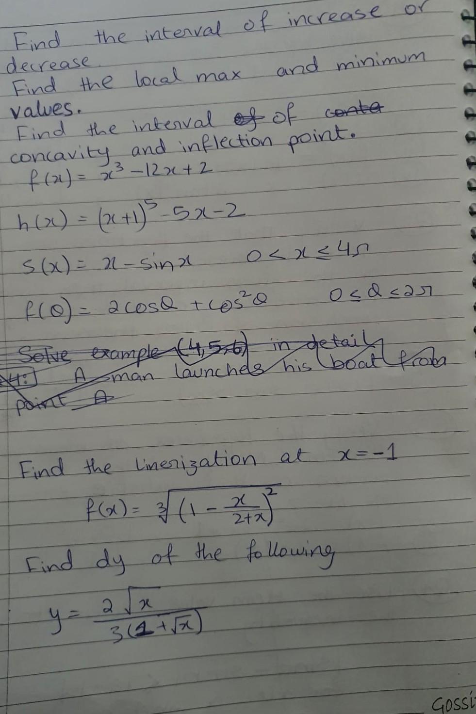 Solved Find the interval of increase decrease Find the local | Chegg.com