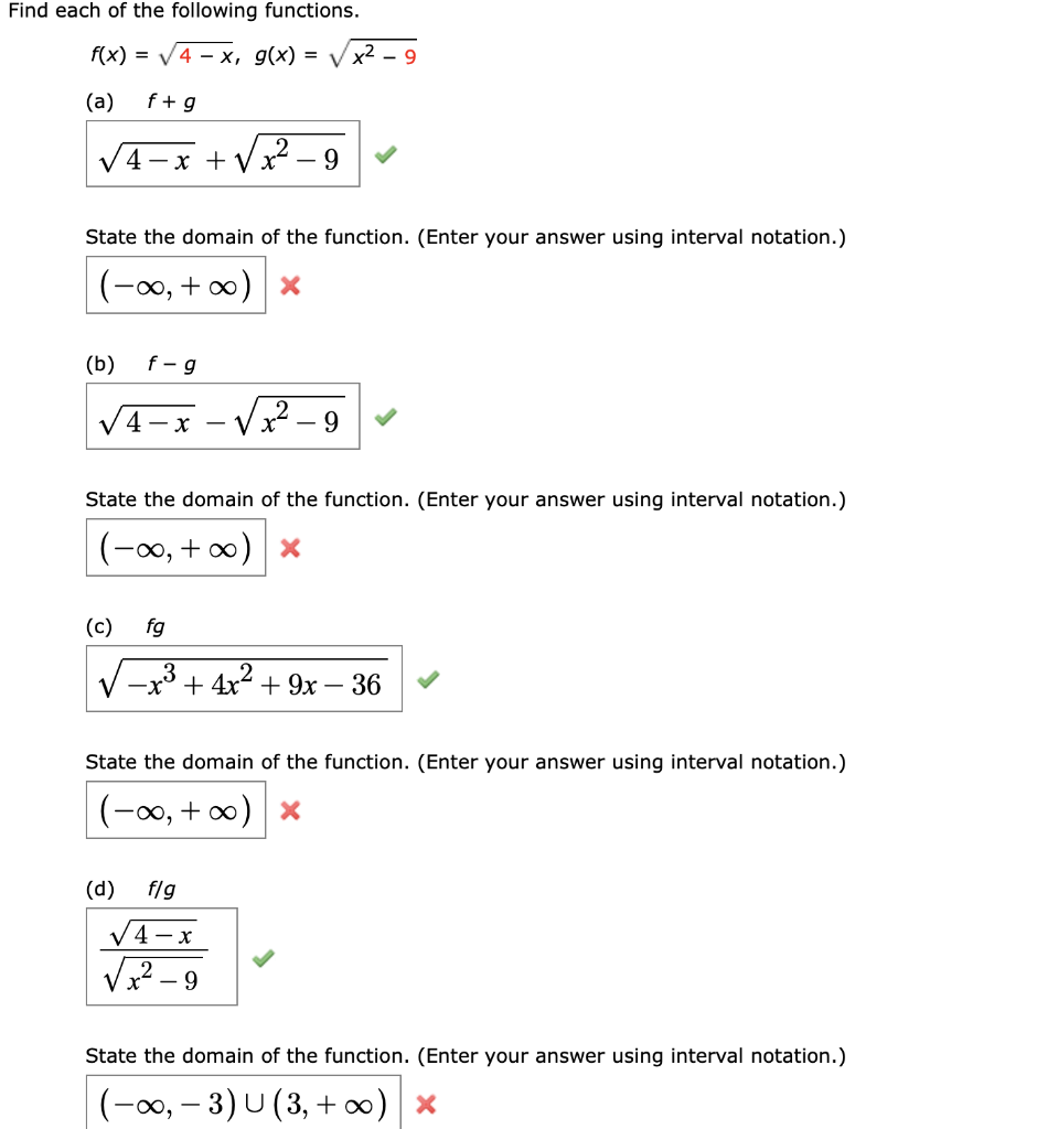 Solved Find Each Of The Following And Their Domains F x Chegg