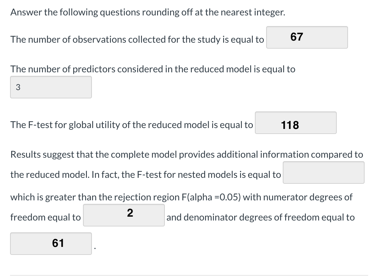 Please find F-Test for nested model. Everyone has | Chegg.com