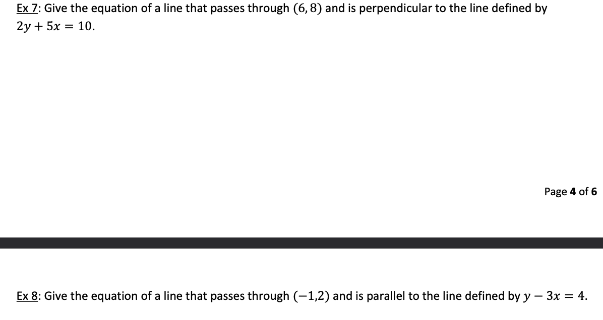 Solved Ex 7: Give the equation of a line that passes through | Chegg.com