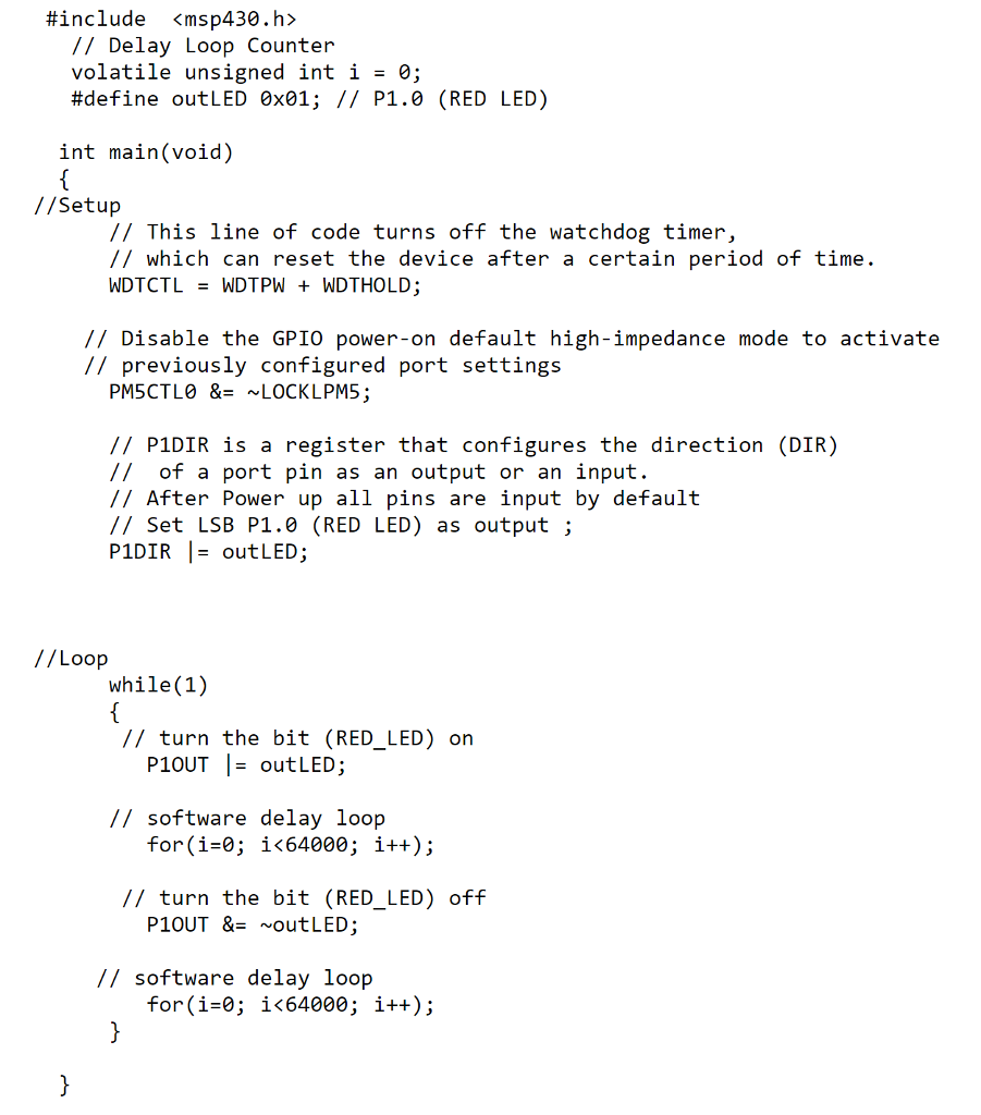 Solved #include // Delay Loop Counter volatile unsigned int | Chegg.com