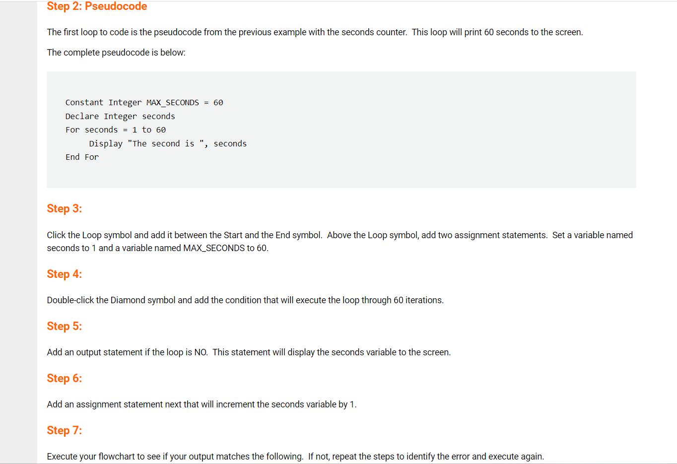 Solved The first loop to code is the pseudocode from the | Chegg.com