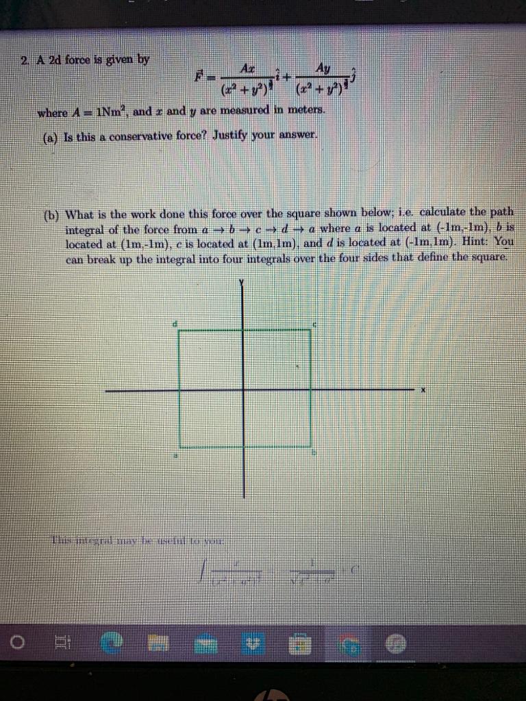 Solved 2. A 2 d force is given by | Chegg.com